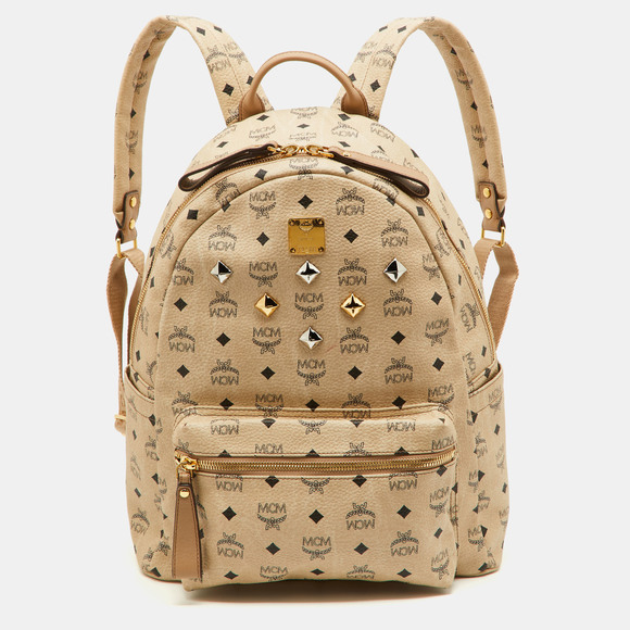 MCM | Bags | Mcm Beige Visetos Coated Canvas And Leather Stark Side ...